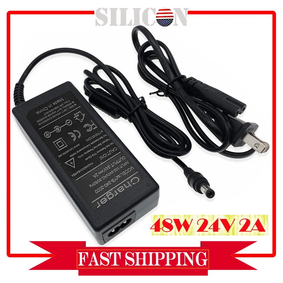 24V DC 2A Power Supply Adapter 100-240V AC Input 24 VDC 2Amp Output 5 ...