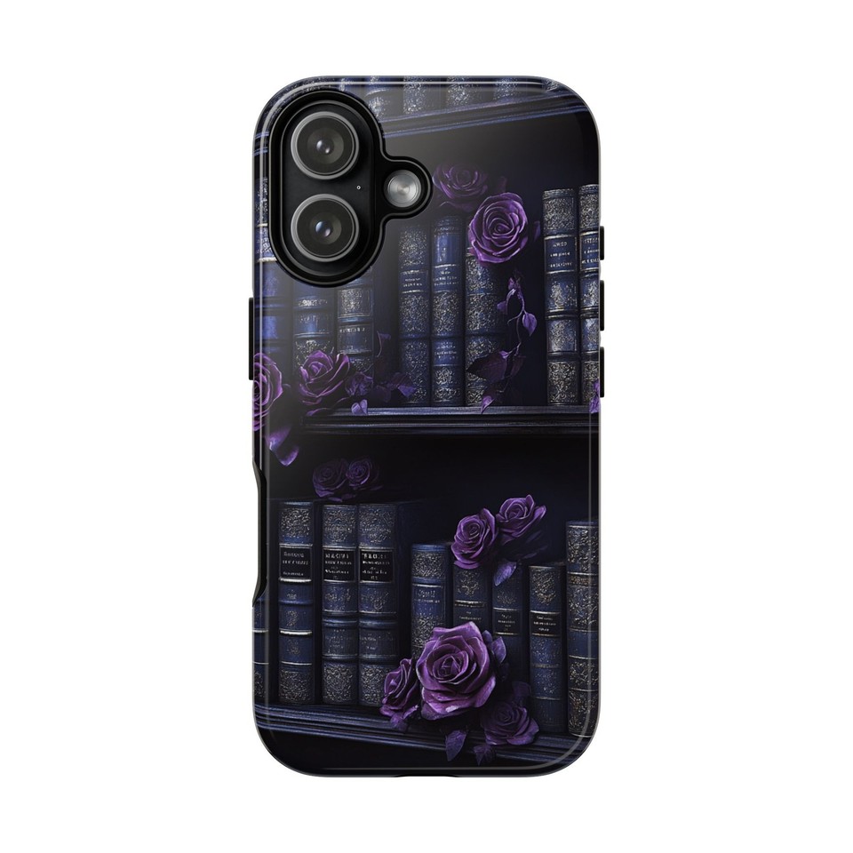 For iPhone / Galaxy / Pixel | Phone Ink Case - Book Shelf Purple ...