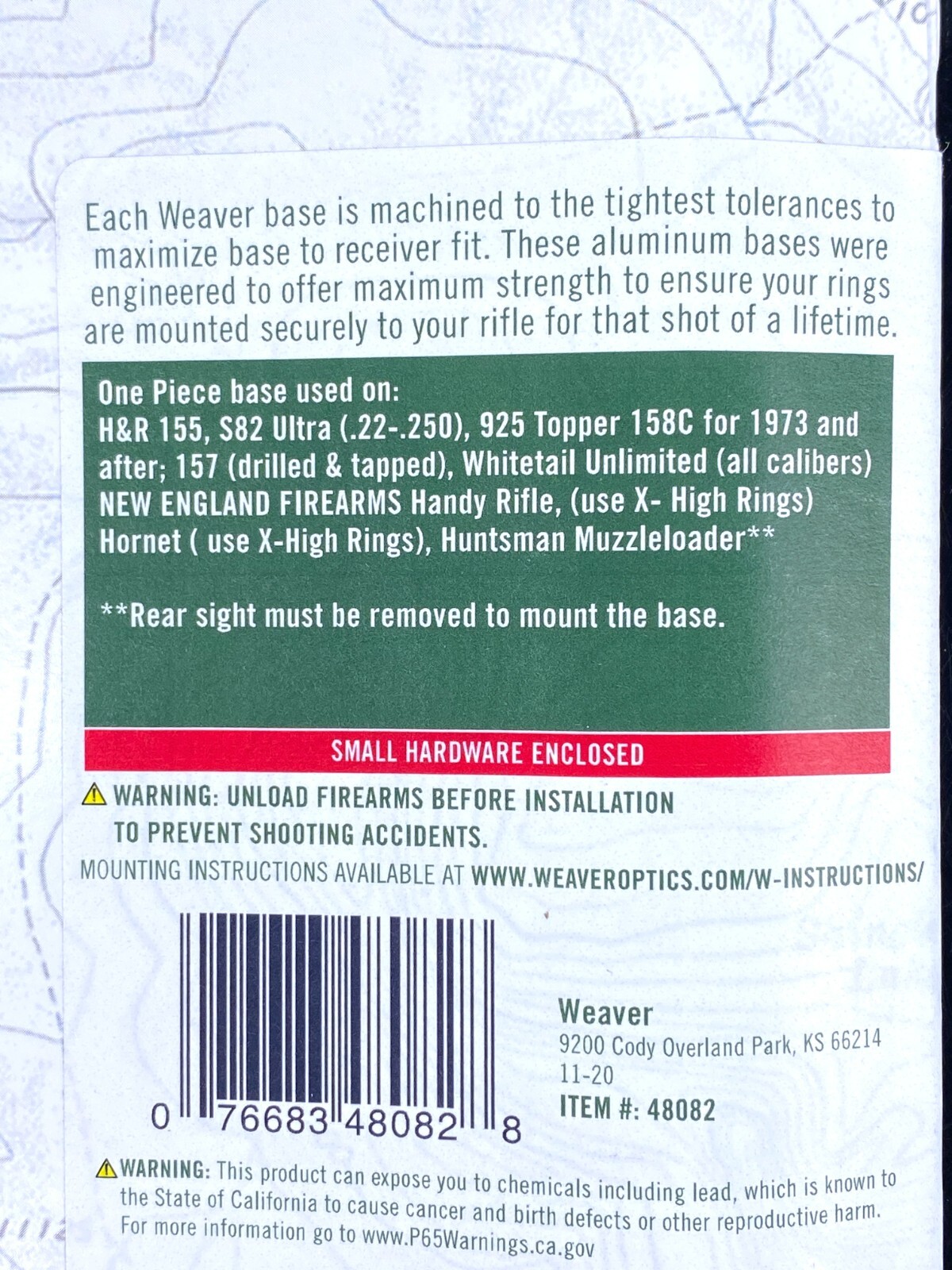 Weaver 82 One-Piece Scope Base for NEF Handi-Rifle - 48082 | eBay
