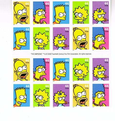 THE SIMPSONS USPS 2009 44¢ STAMPS SHEET MINT MNH HOMER BART LISA | eBay