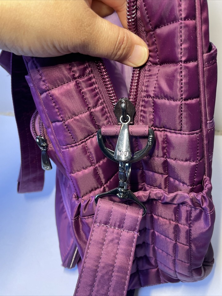 Lug Puddle Jumper Tote Bag Purple Plum Large Quilted Overnight Gym Bag ...