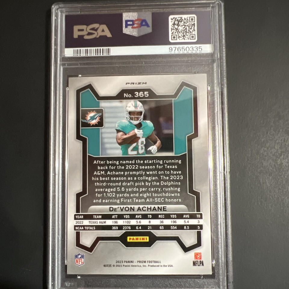 2023 Panini Prizm - Rookies De'Von Achane #365 Neon Green Pulsar Prizm ...