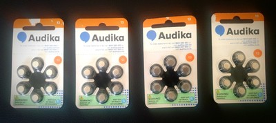 Audika Size 13 Hearing Aid Batteries – 1.45V Zinc Air – 4 Packs (24 ...