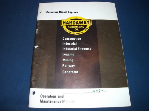 CUMMINS CONSTRUCTION INDUSTRIAL ENGINES OPERATION & MAINTENANCE BOOK ...