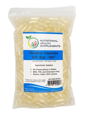 500 x Size 000 (Extra Large) Empty Caps Gelatin Capsules 100% Halal ...