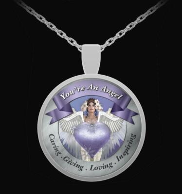 ANGEL WORDS charm pendant 20" Sterling 925 Silver plate necklace Gift ...