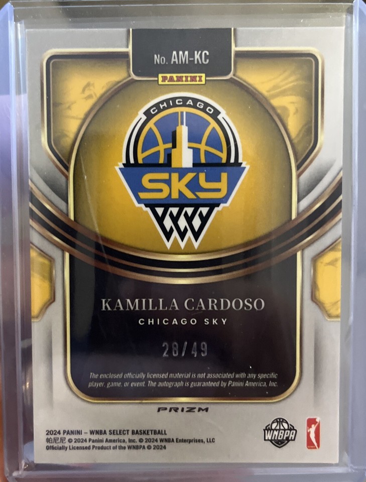 2024 Panini WNBA Select Kamilla Cardoso Blue Rookie Patch Auto /49 Sky ...