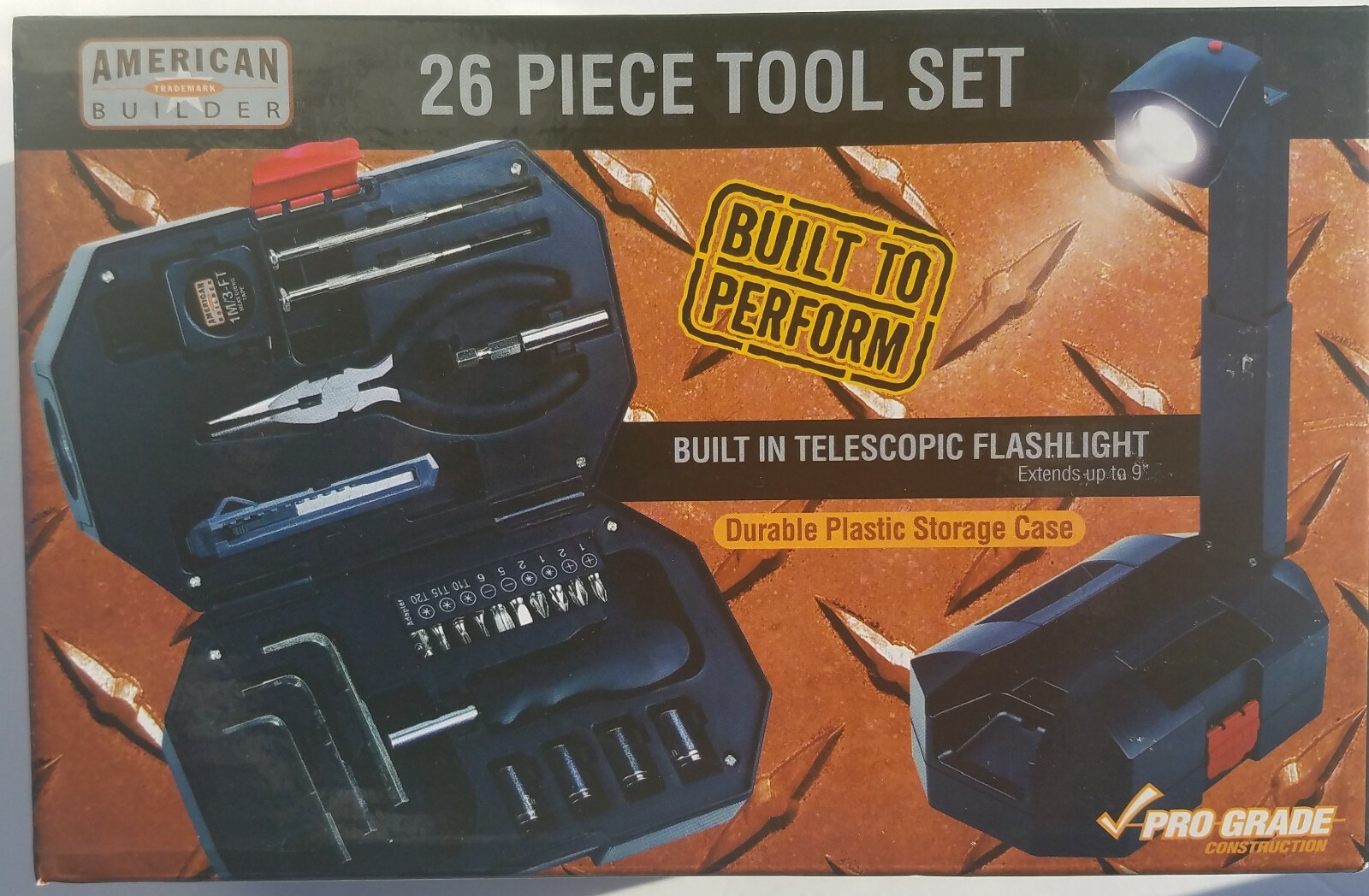 American Builder 26 Piece Home Owner's Portable Flashlight Tool Box Set ...