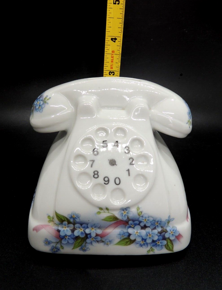 Vintage Reutter Porzellan West Germany Porcelain Rotary Phone Bank Blue ...