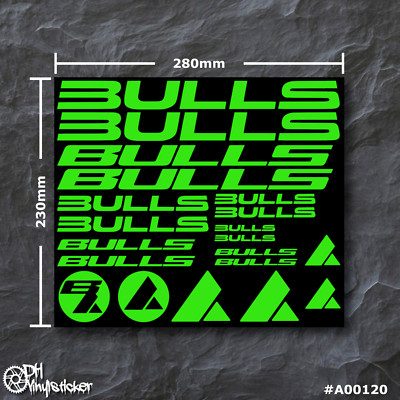 Bulls Sticker Neongrün | Aufklebersatz Set Fahrrad eBike BMX MTB Rahmen ...
