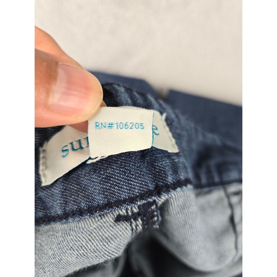 Sundance Jeans Womens P6 Wide Leg Cropped Blue Denim Pants Flare Cuffed ...