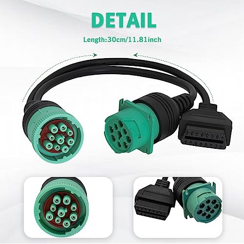 J1939 9 Pin to OBD 2 Male Adapter Cable,Work with Truck Diagnostic ...