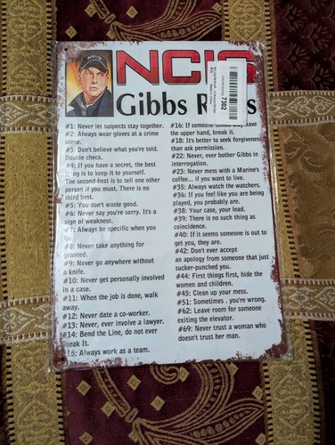 NCIS TV Show Gibbs Rules Tin Metal 8” X 12” Sign | eBay