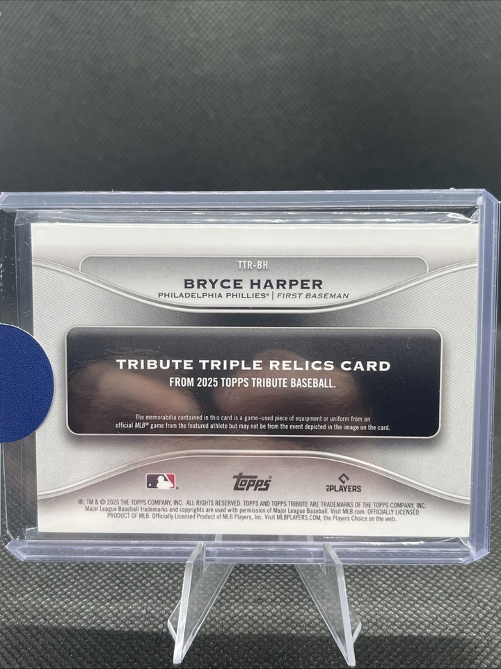 2025 Topps Tribute Bryce Harper Tribute Triple Relic /99 Green Phillies ...