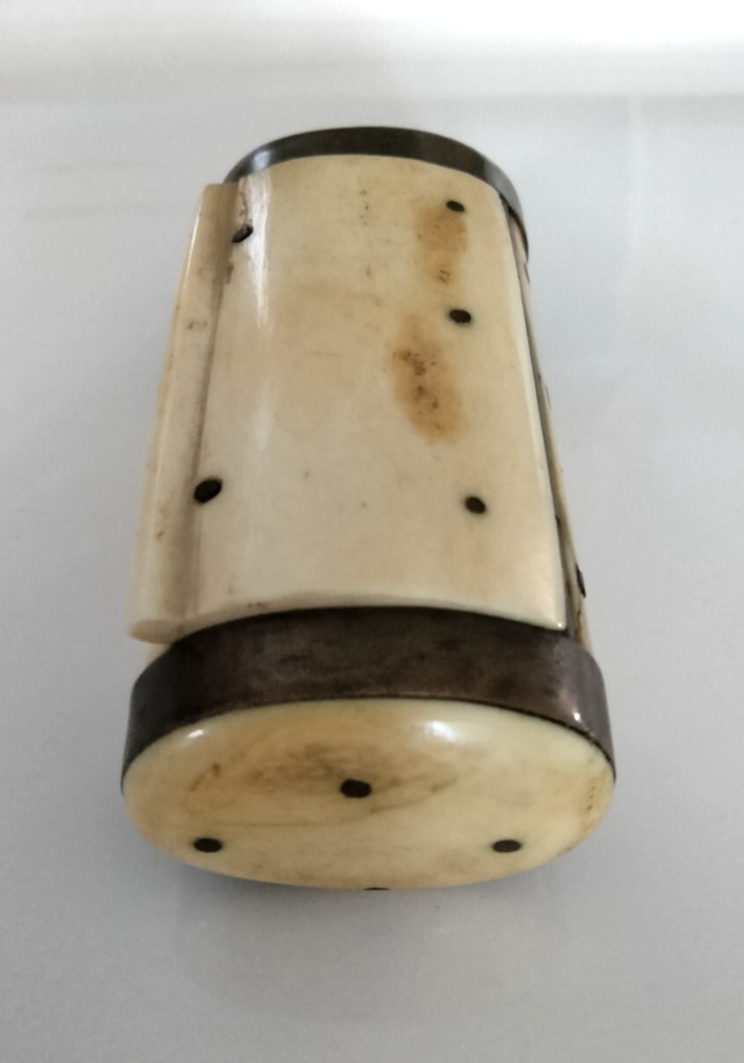 Antique Bone Snuff Box Victorian 1800s Oval w/Brass Fittings STUNNING ...