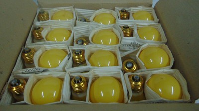 GE BUG LITE LIGHT YELLOW 60 WATT BULB CASE 24 | eBay