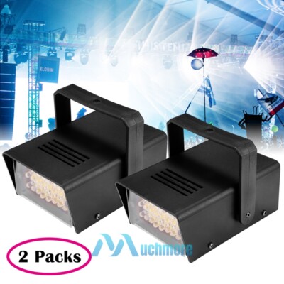 2X Mini DJ Strobe Light Flash Light 24LED Bulb Club Stage Light Party ...
