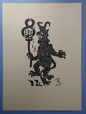 Old Exlibris Print Devil Satan Lucifer Beelzebub Hoof Mephisto Diabolo ...