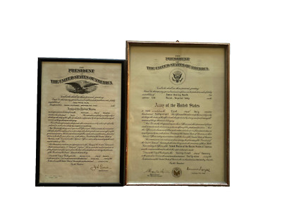 LOT OF 2 U.S. Army Officers Promotion Certificate 1949 1965 Framed ...