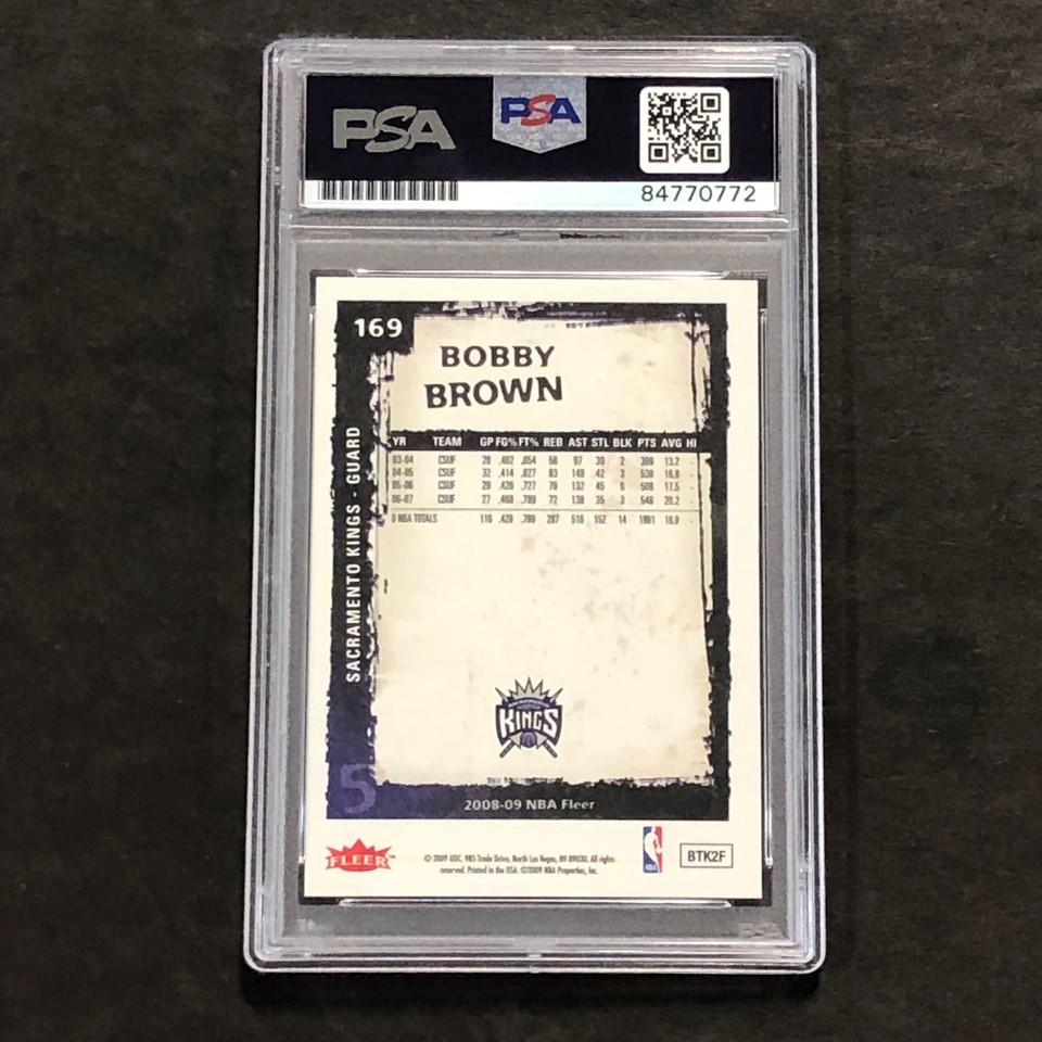 2008-09 NBA Fleer #169 Bobby Brown Signed Card AUTO PSA Slabbed Kings ...