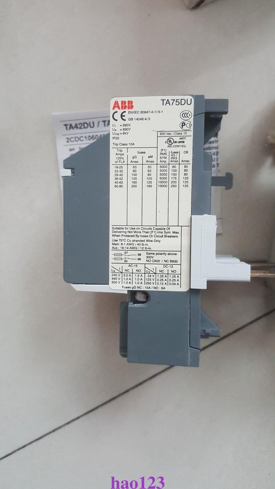 One ABB TA75DU-52M Thermal Overload Relay 36-52A New DHL or FedEx | eBay