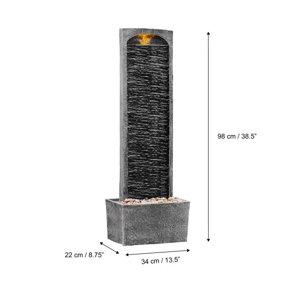 Garden Water Feature Outdoor LED Fountain Straight Waterfall Grey ...