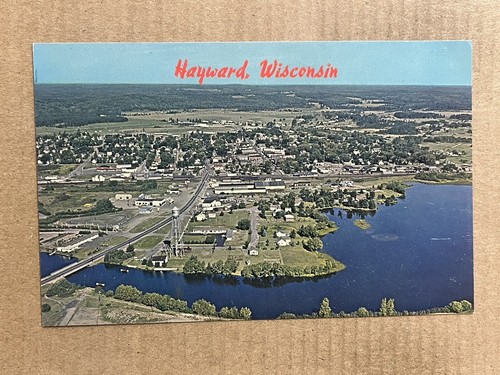 Postcard Hayward WI Wisconsin Aerial View Downtown Lake Water Tower ...
