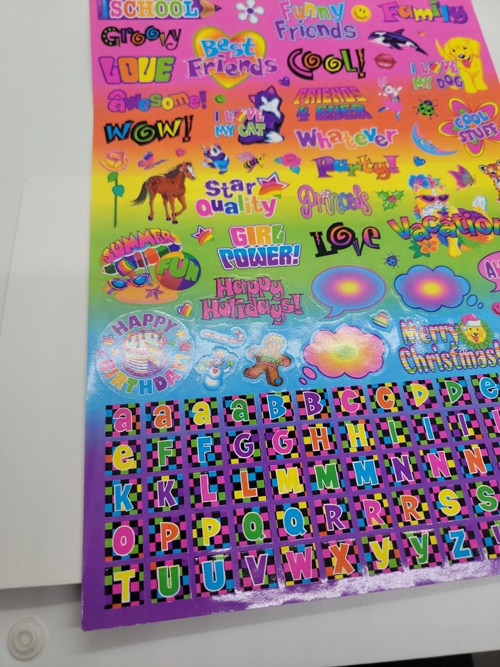 Vintage Lisa Frank Birthday & Seasons Letters Large Jumbo Sticker Sheet ...