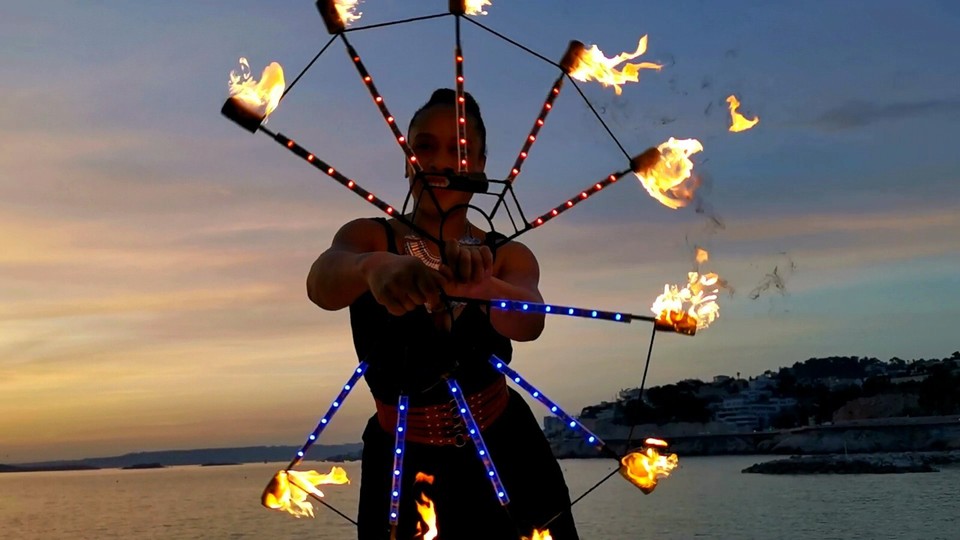 Magic 2‑in‑1 FIRE & LED Fans Remote Controlled Performance Props ...