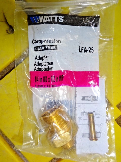 Watts Compression Adapter 1/4" OD /2" MIP LFA-25 - Display Plate with ...