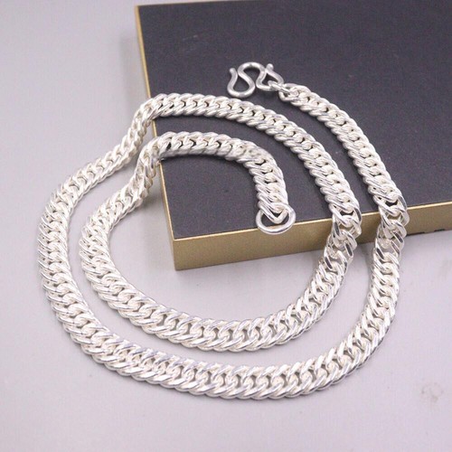 Pure S999 Fine Silver 999 Chain Men 9mm Cuban Curb Link Necklace 100g ...