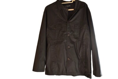 Men's Kenneth Cole Black Button Front Rain Coat M | eBay