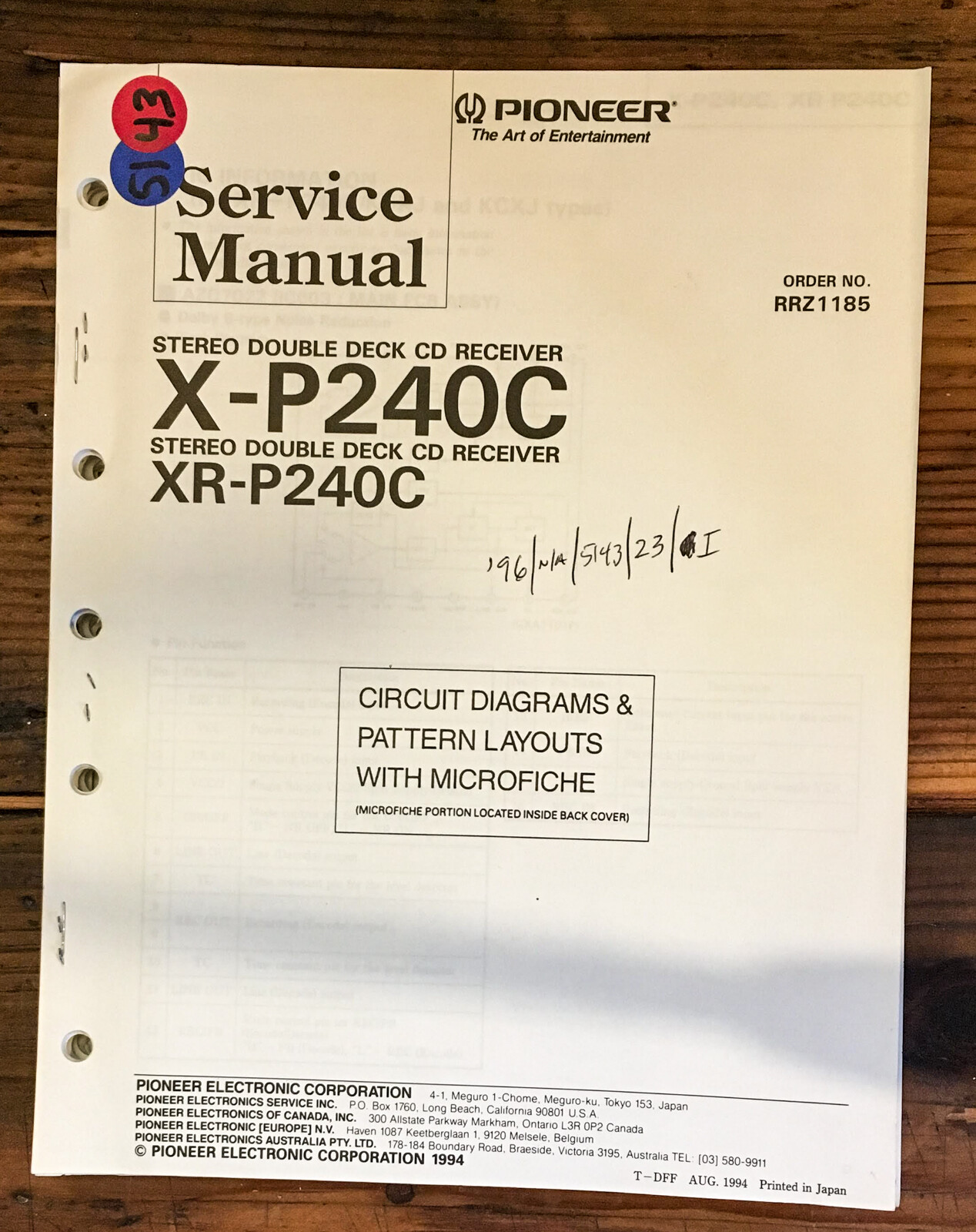 Pioneer X-P240C XR-P240C Stereo Service Manual *Original* | eBay