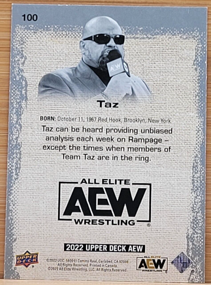 2022 UPPER DECK AEW TAZ EXCLUSIVES #D/100 | eBay