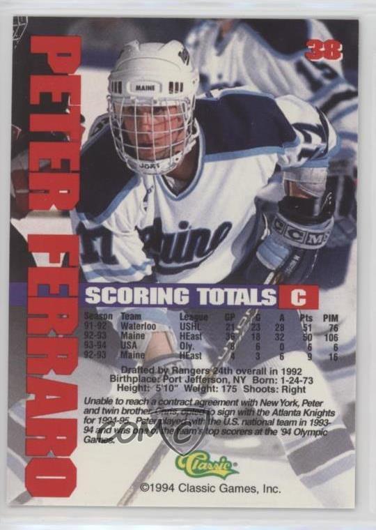 1994-95 Classic - Gold #38 Peter Ferraro for sale online | eBay