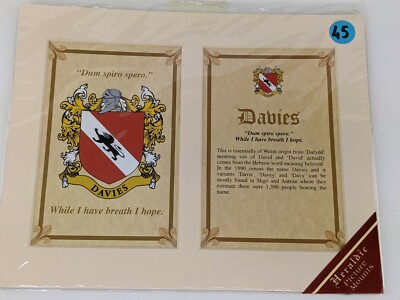 DAVIES Coat of Arms Family Surname Crest Welsh Heraldic Picture Mounts ...
