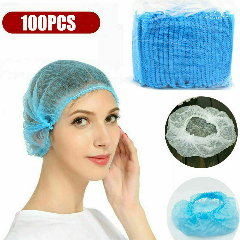 100 pcs Disposable Bouffant Cap Hair Net Non Woven Head Cover ...