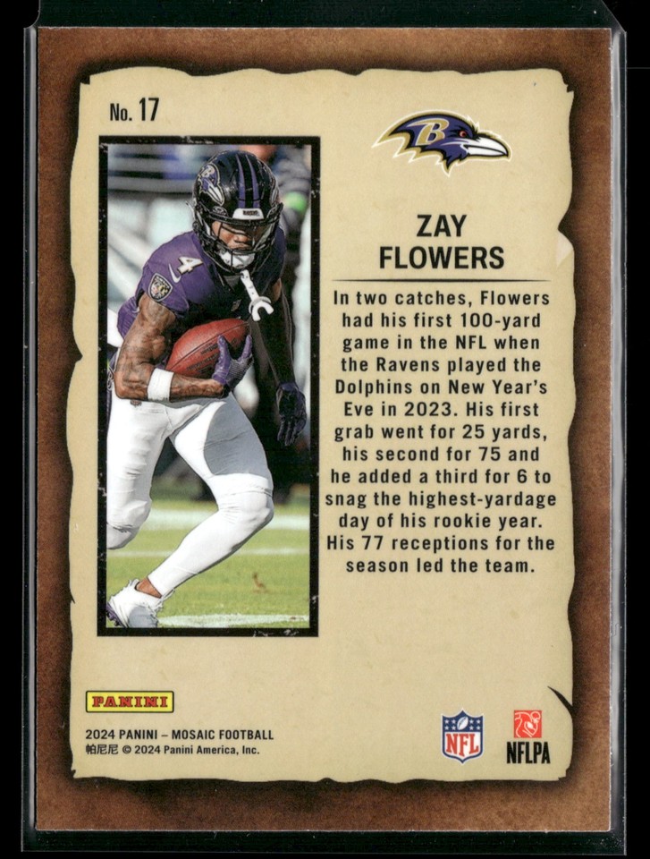 Zay Flowers 2024 Panini Mosaic #17 Notoriety | eBay