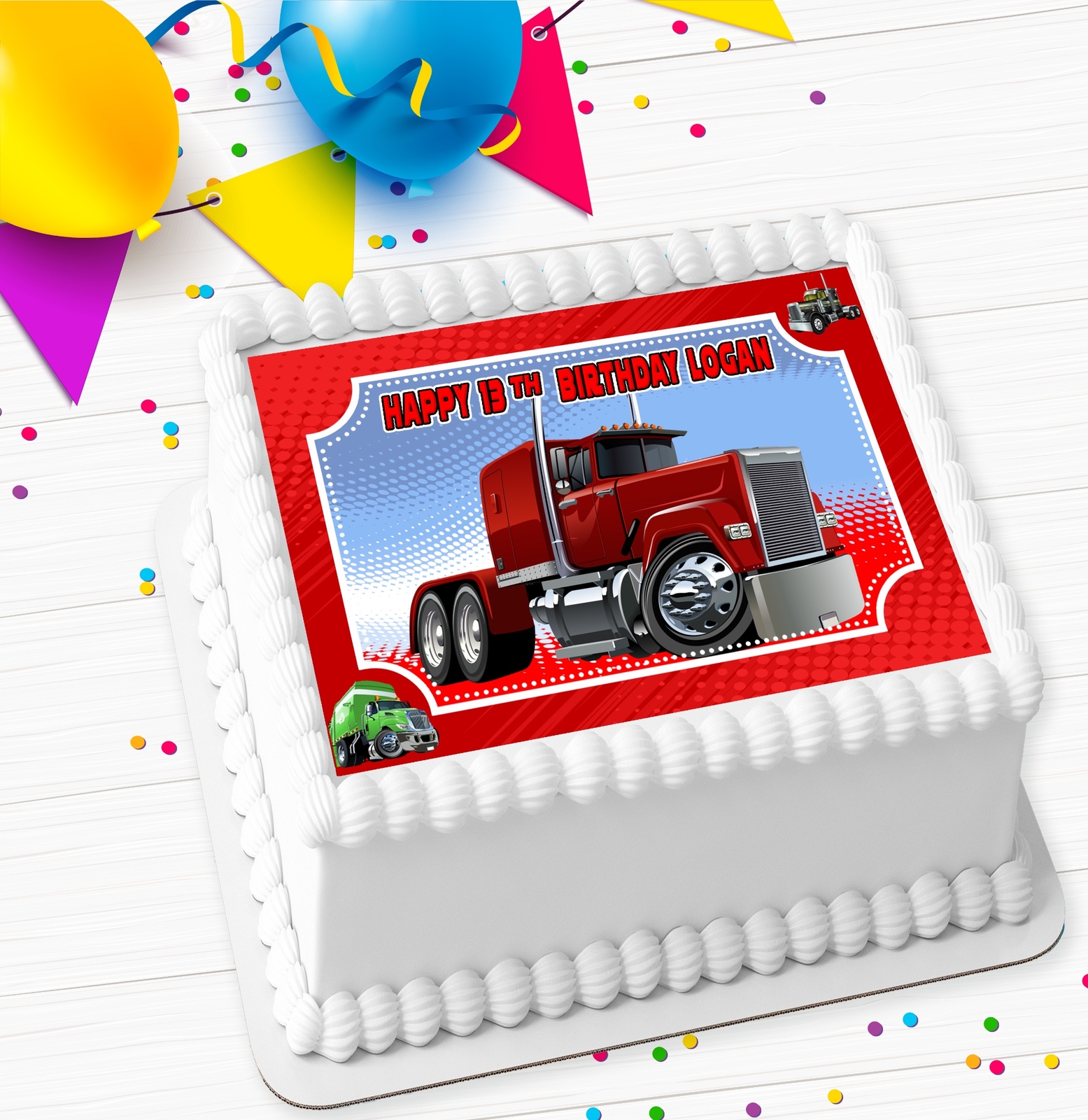 TRUCK LORRY BIRTHDAY PARTY PERSONALISED ICING EDIBLE COSTCO CAKE TOPPER ...