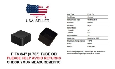 3/4 INCH RIGID SQUARE TUBING EXTERIOR END CAP 3/4" QUANTITY 12 | eBay