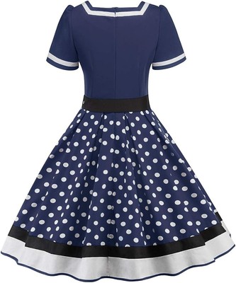 Vestido de verano para mujer ocio vintage retro años 50 manga corta ...