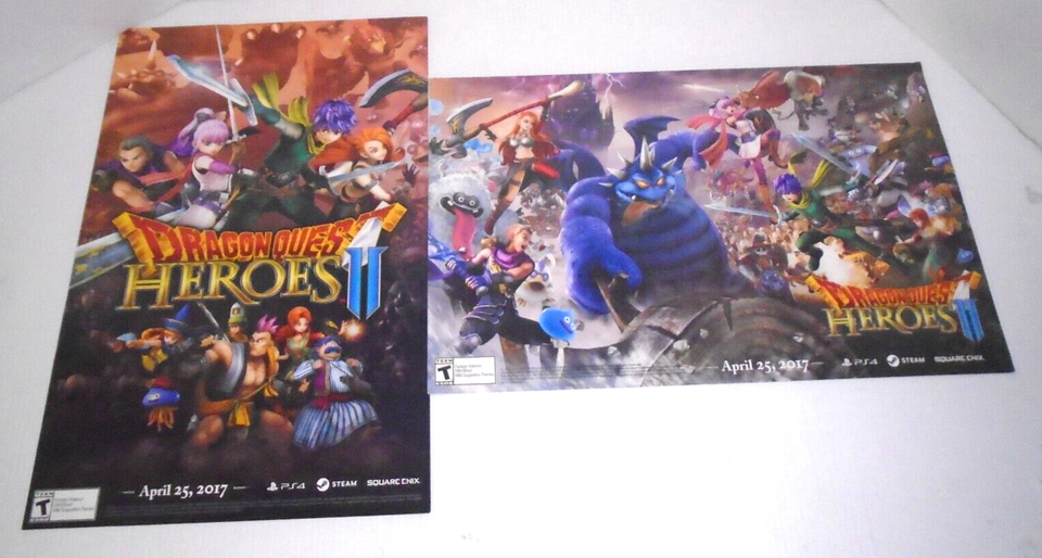 LOT OF 2 ROLLED 2017 DRAGONQUEST HEROES II VIDEO GAME PROMO POSTER ...