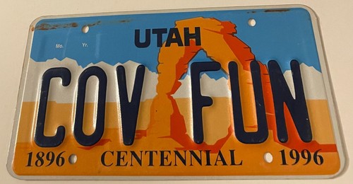 COV FUN Vanity License Plate Convertible Fun Utah | eBay