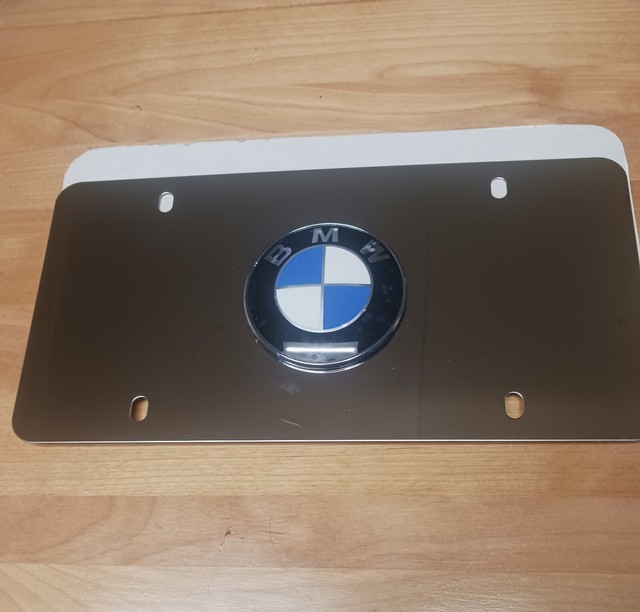 BMW Marque License Plate Polished Stainless Steel OEM 82121470314 for ...