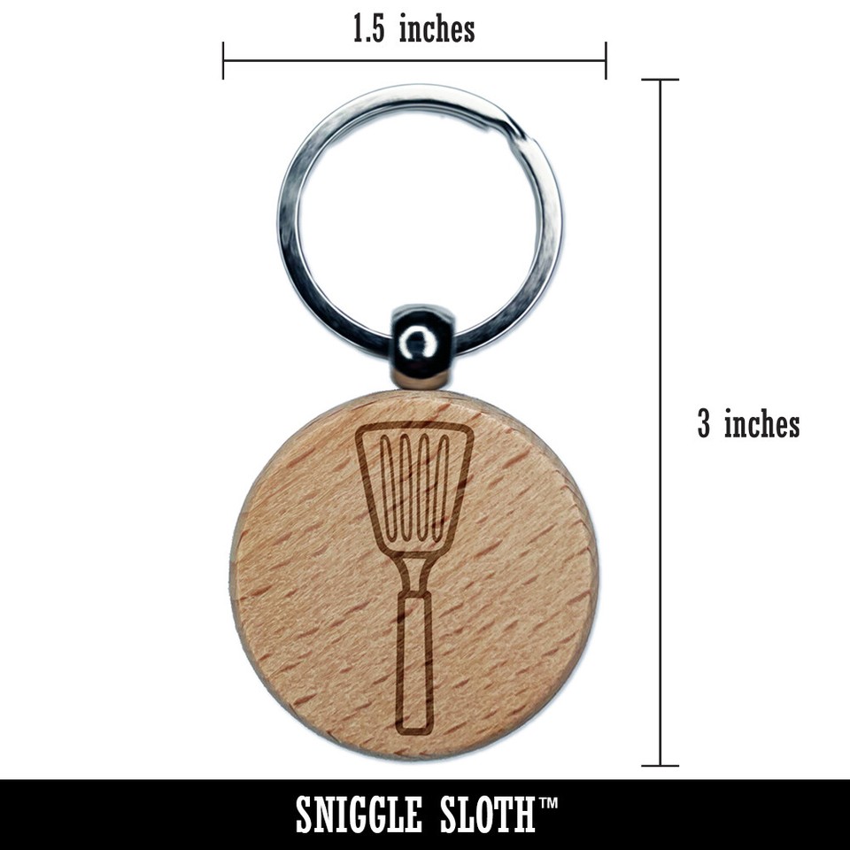 Spatula Kitchen Utensil BBQ Grilling Engraved Wood Round Keychain Tag ...