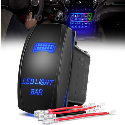 Blue Rocker Switch LED Light Bar Toggle 5 Pin 20A 12V For Car Truck ...