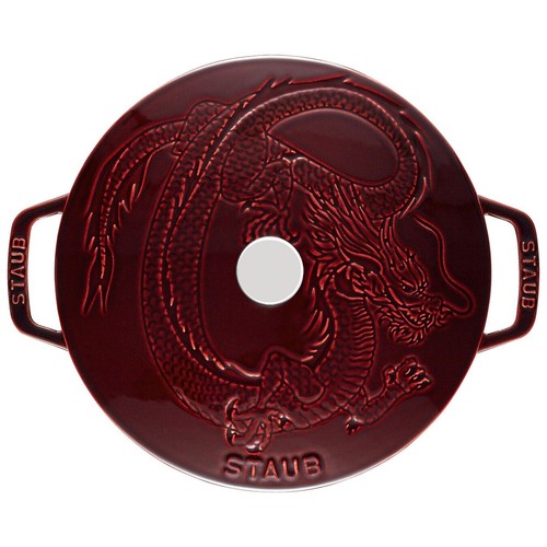FREE GLOBAL SHIP: STAUB 24cm ROUND CAST IRON DRAGON COCOTTE/FRENCH OVEN ...