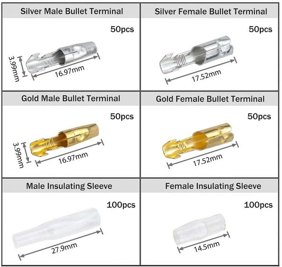 400X Assortment Male Female Bullet Terminals Electrical Wire Crimp ...