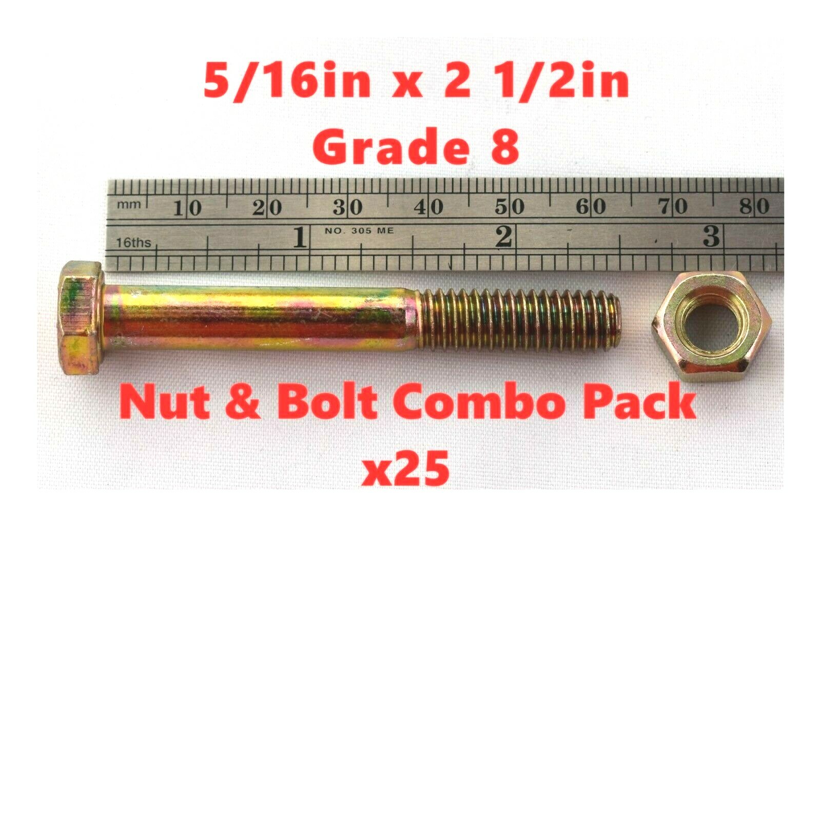 (Qty 25) 5/16in x 2 1/2in Hex Bolt Zinc Plated Grade 8 Cap Screw ...