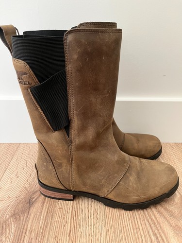 Women's tan midi waterproof leather/suede sorel riding boots size 6 ...